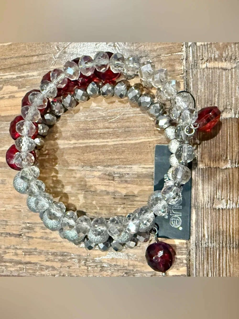 Avenue | Jewelry | Avenue Multistrand Red Faceted Silver Beaded ...